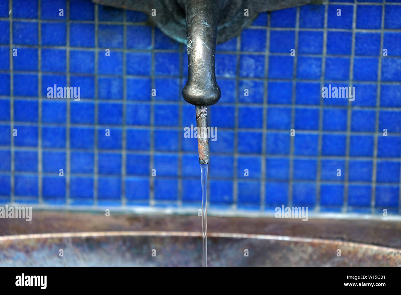 Sulfur Drinking water fountain with flowing water in a health resort in ...