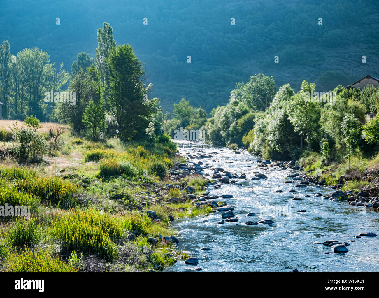 Nature landscape with river Stock Photo - Alamy