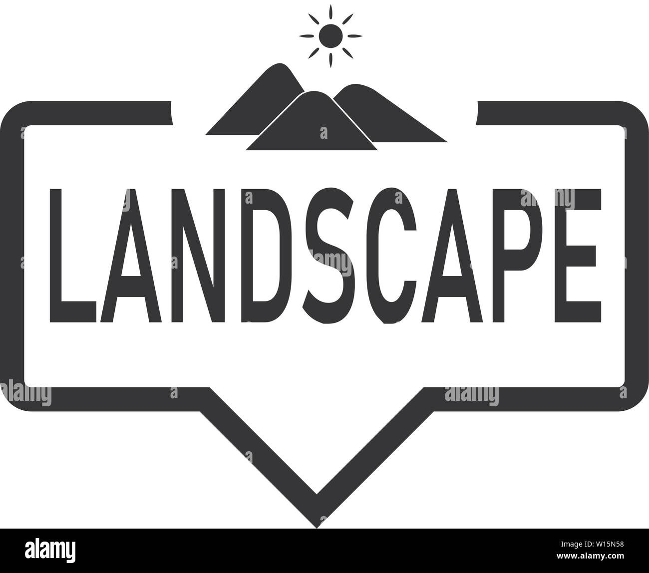 Landscape Speech bubble with icon, isolated. Flat design on white ...