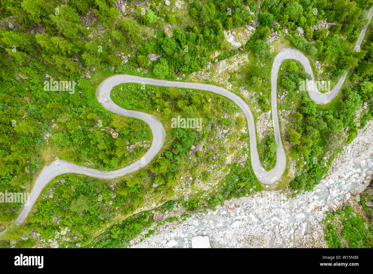 Aerial windy roads in the alps hi-res stock photography and images - Alamy