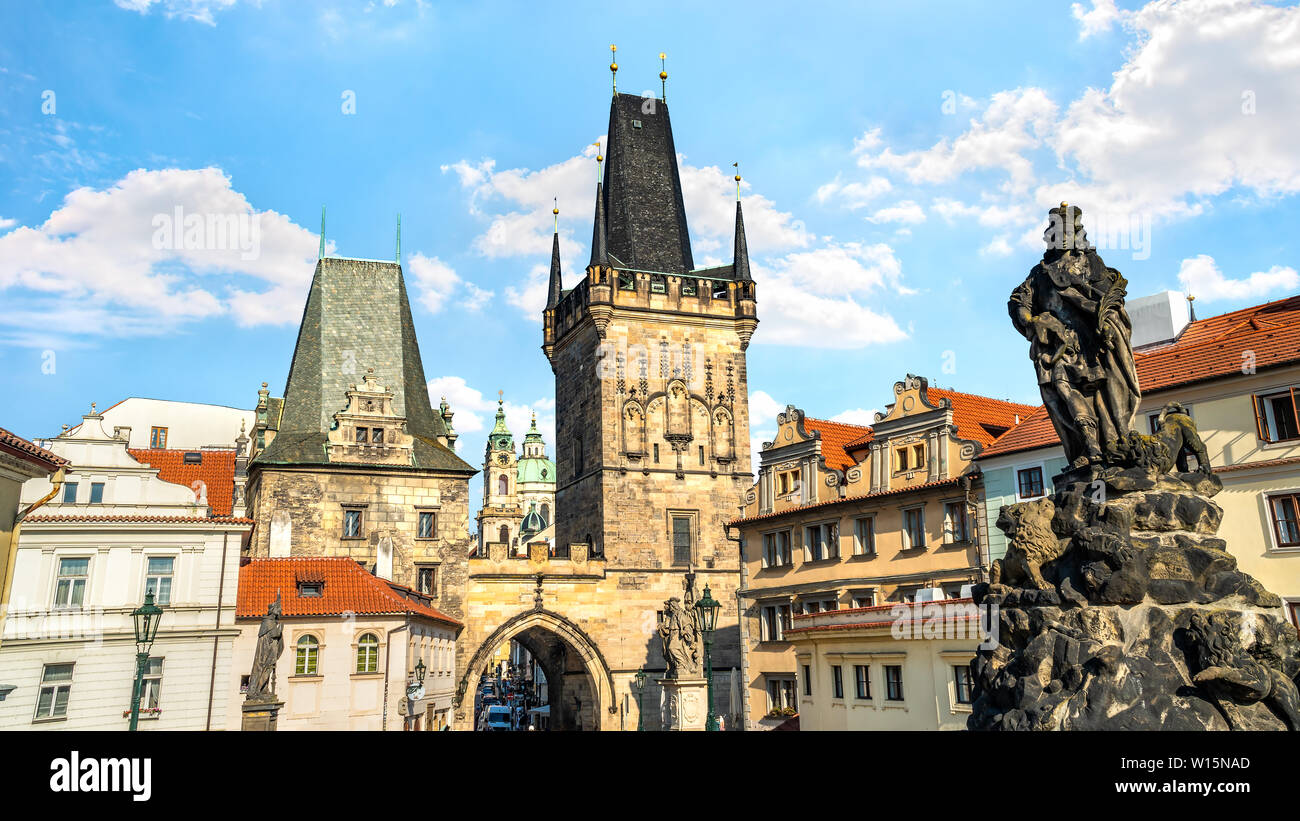 Malostranska Tower on Charles bridge Stock Photo - Alamy