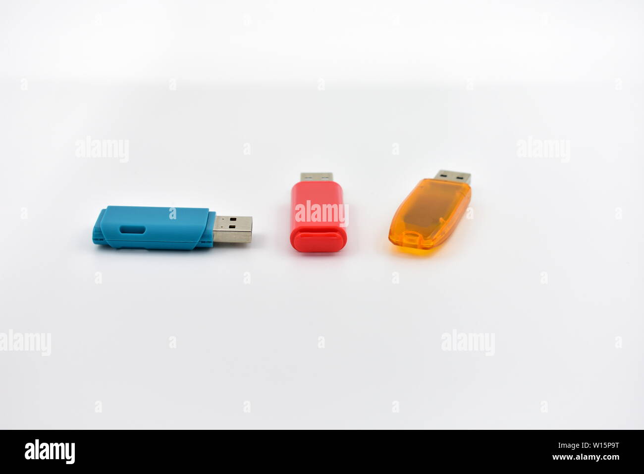 USB flash memory drives with colours on a white background Stock Photo ...