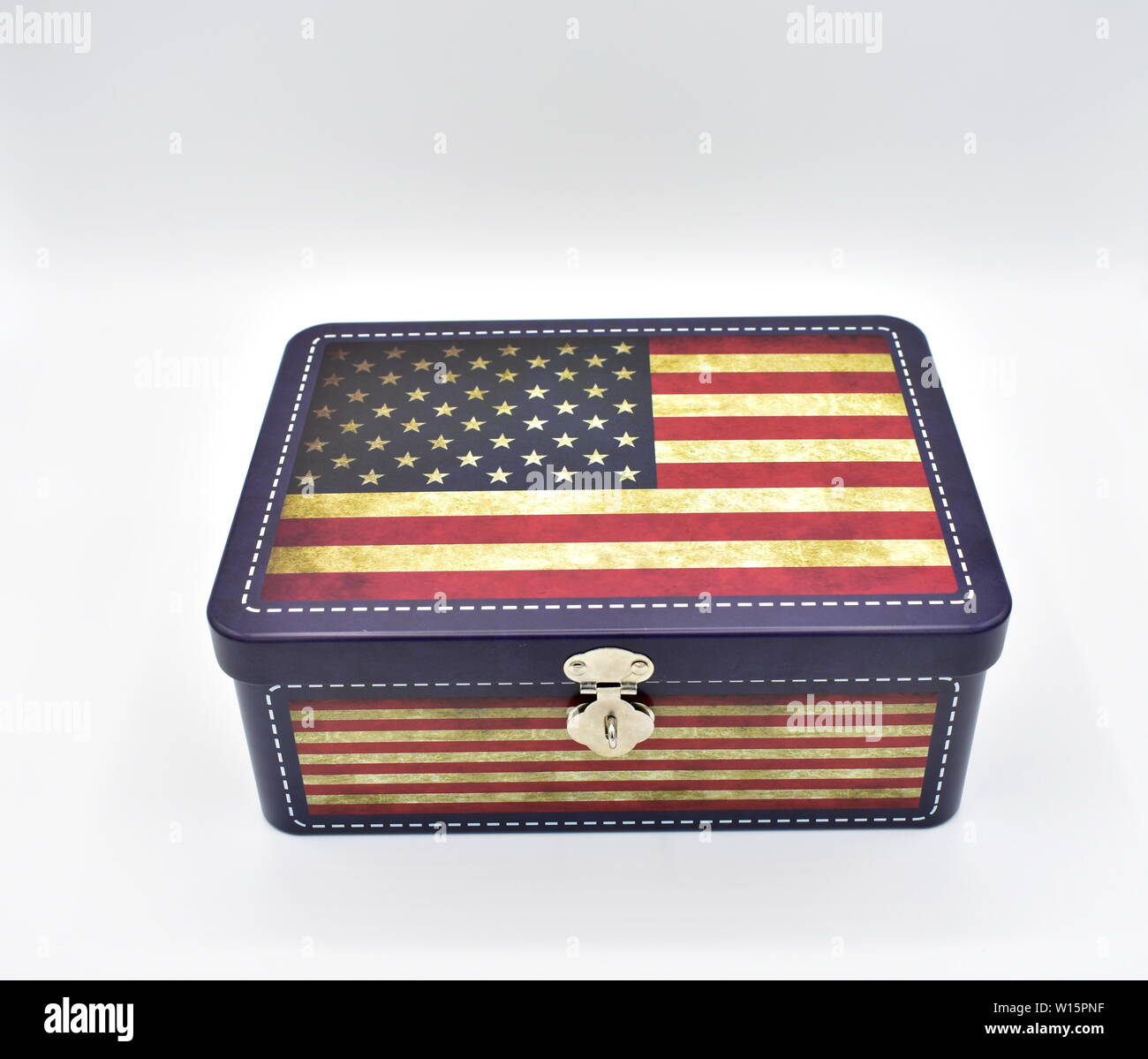 Metal box with the flag of the United States of America Stock Photo - Alamy
