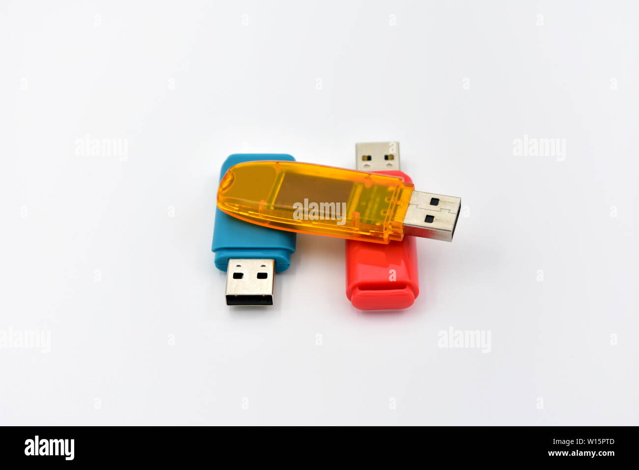 USB flash memory drives with colours on a white background Stock Photo ...