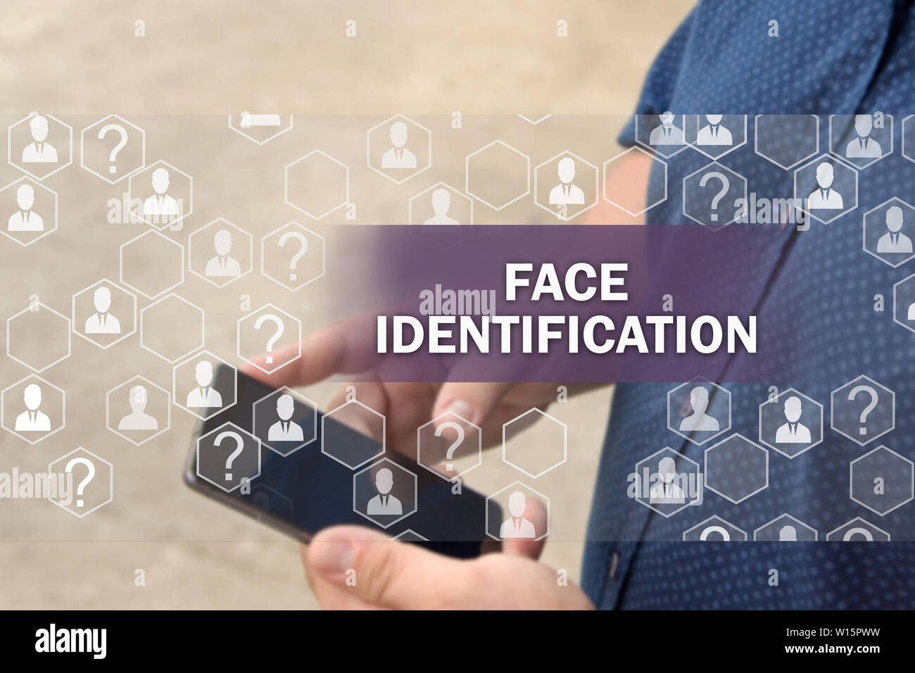 Biometric verification, face recognition technology. Face ...