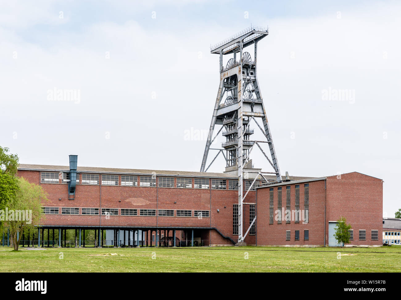 A large steel shaft tower with brick buildings on the former Arenberg ...