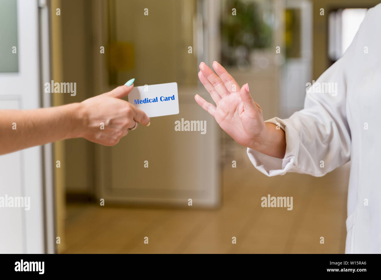 Middle age, Caucasian white, female doctor in white robe with ...