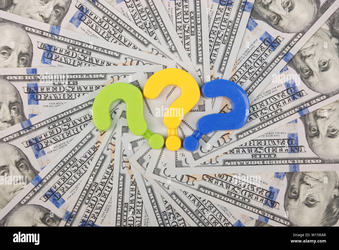 Question mark on mandala kaleidoscope from money. Abstract money ...