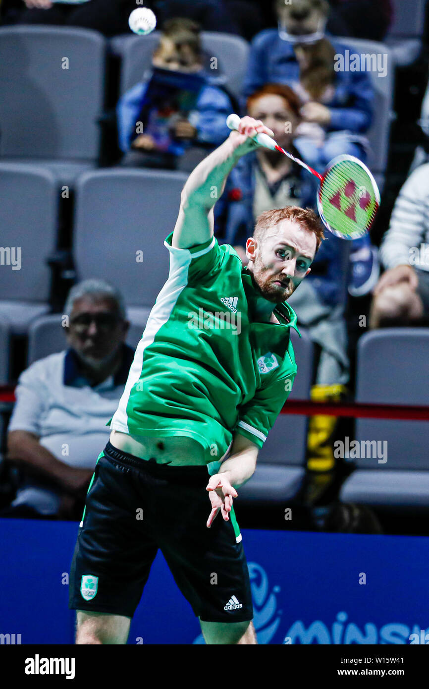 29 july 2019 Minsk, Belarus European games 2019 Badminton: Samuel Magee ...
