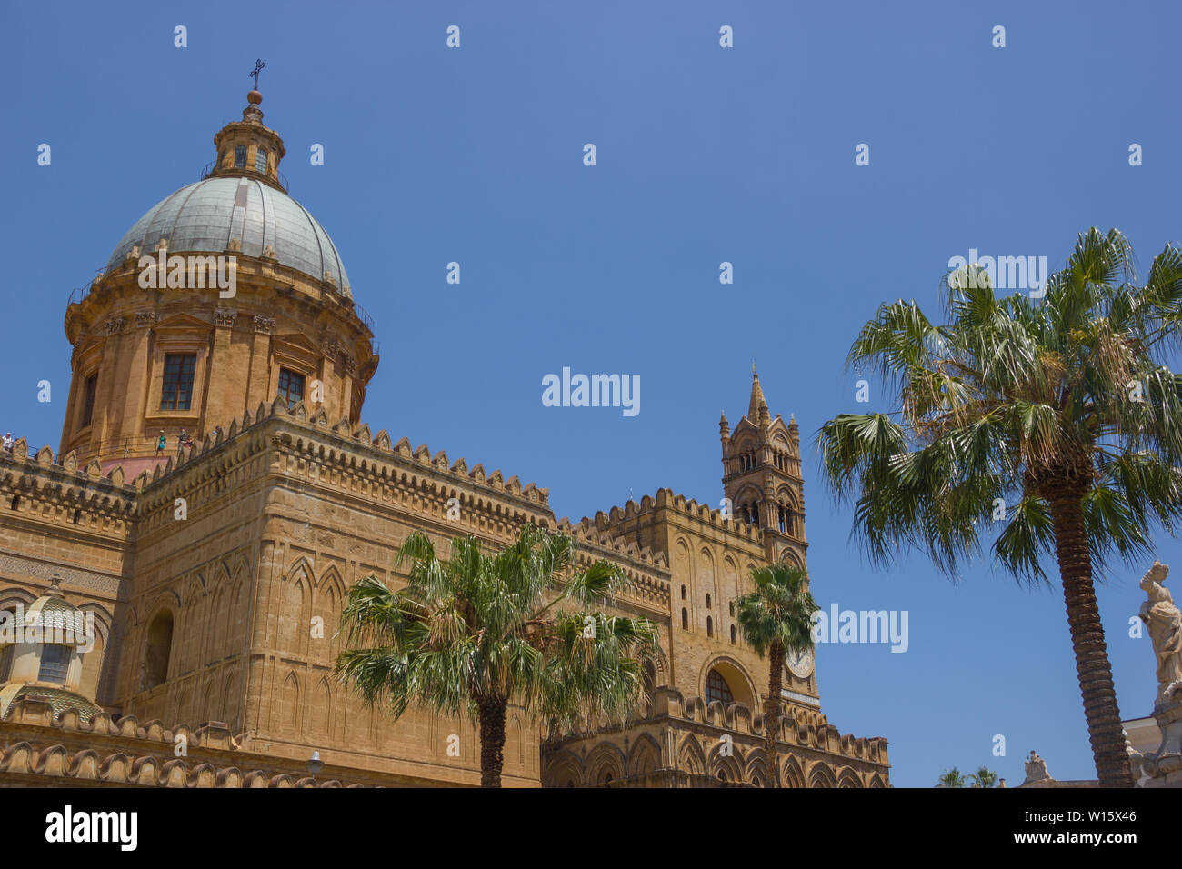 Cathedral of Palermo Sicily, detail of the back side with the old dome ...