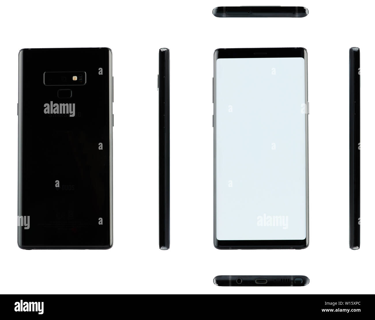 New york, USA - June 28, 2019: 3d view of black smsung galaxy note 9 ...