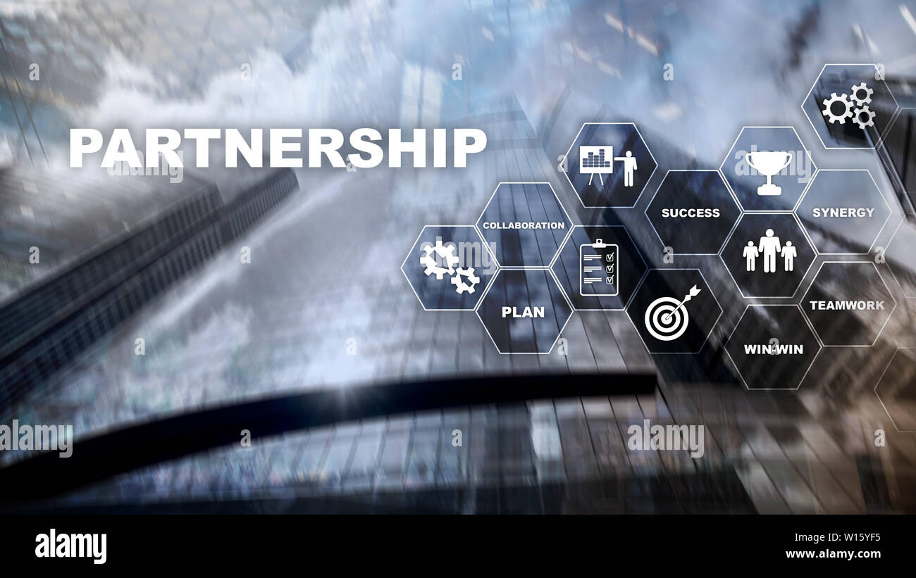 Business partnership concept. Successful deal after great meeting ...