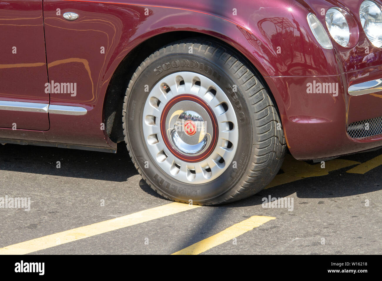 Detail of the limousine. HM The Queen has arrived at Croy train station ...
