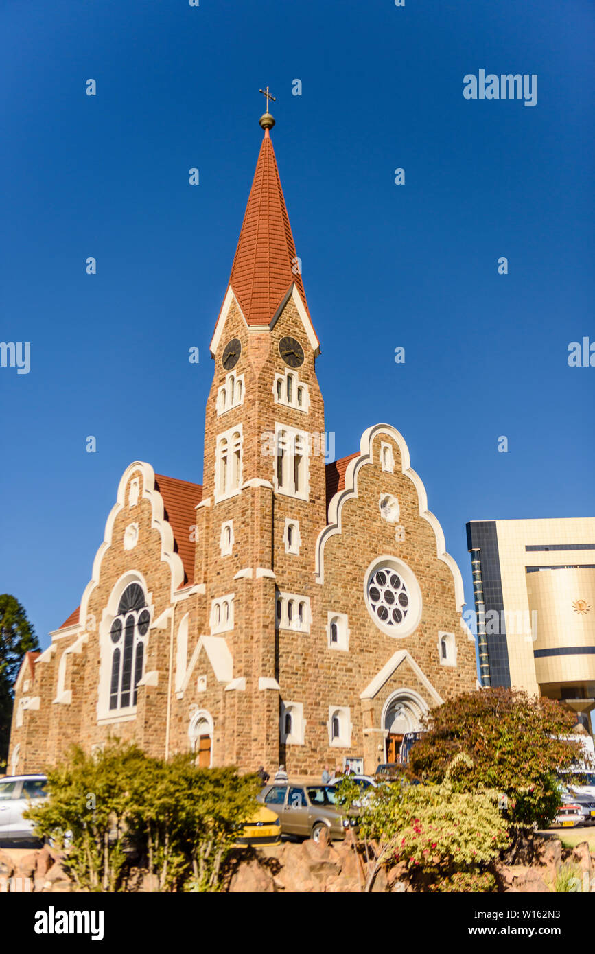 Christuskirche Church with the Namibian Museum of Independence behind ...
