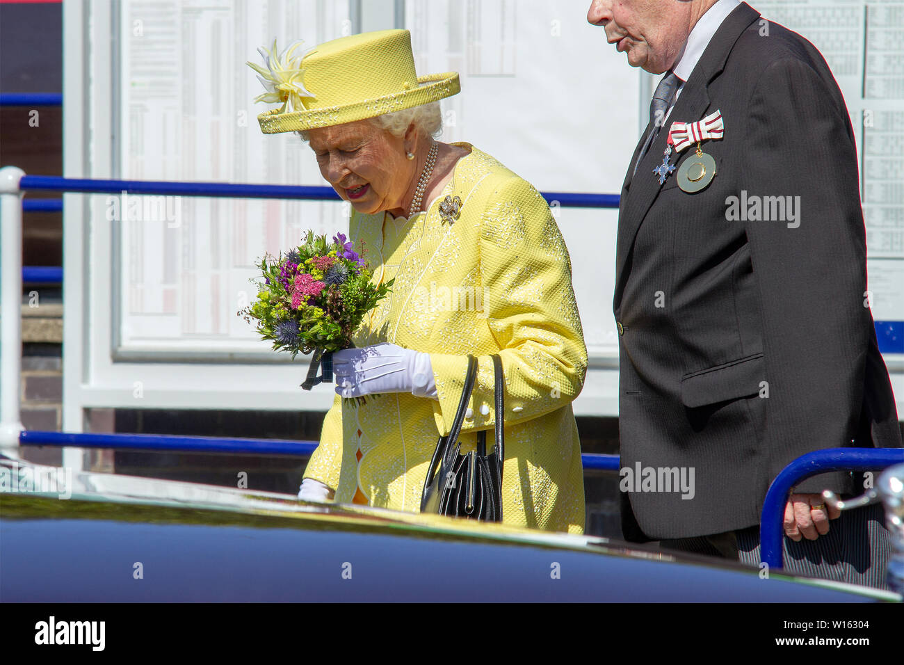 HM The Queen has arrived at Croy train station on the Royal Train, on a ...