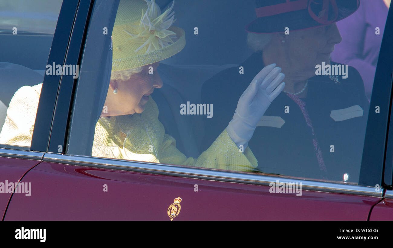 HM The Queen has arrived at Croy train station on the Royal Train, on a ...