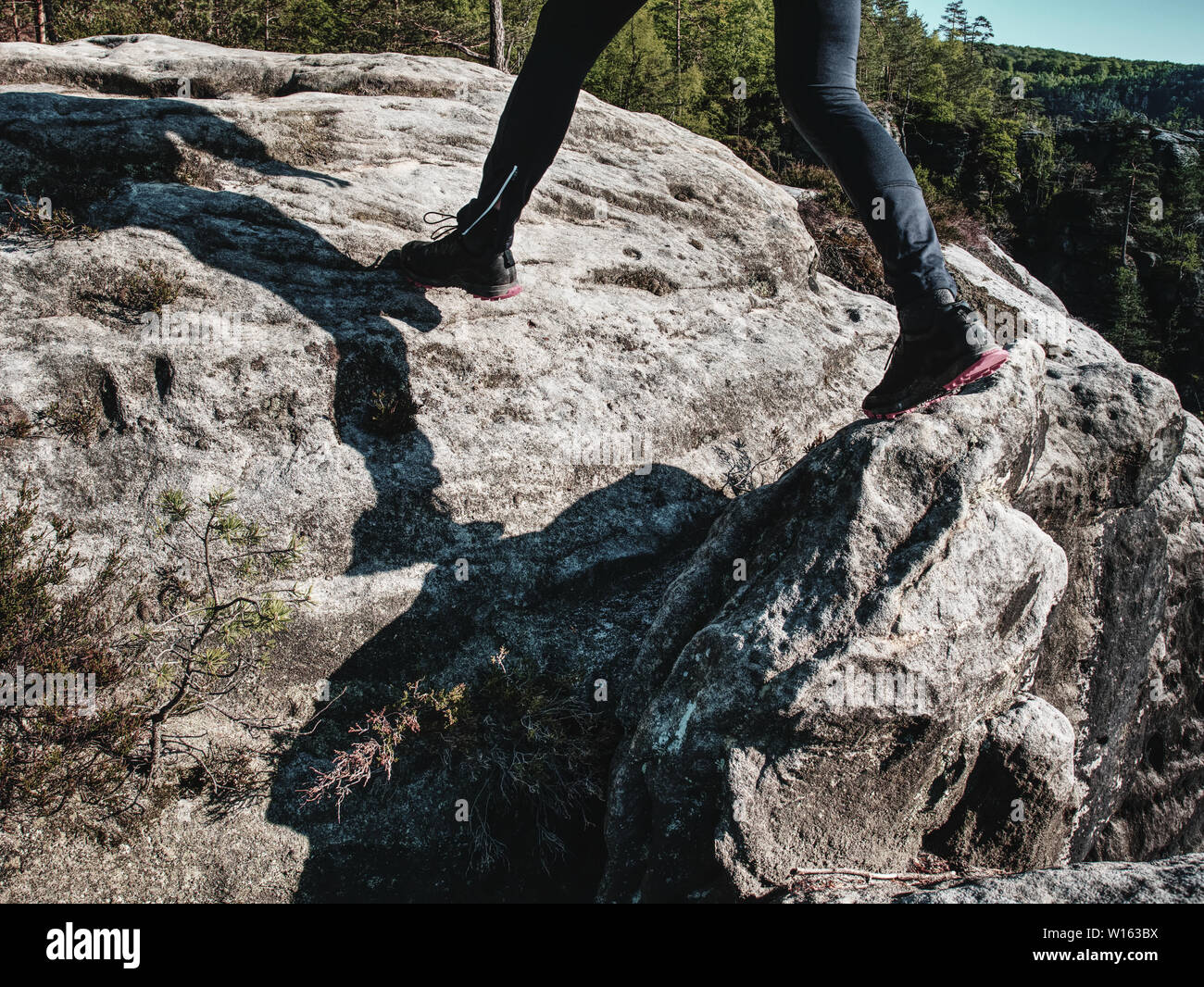 Sport athlete runner man in mountain trail nature background. Fitness ...