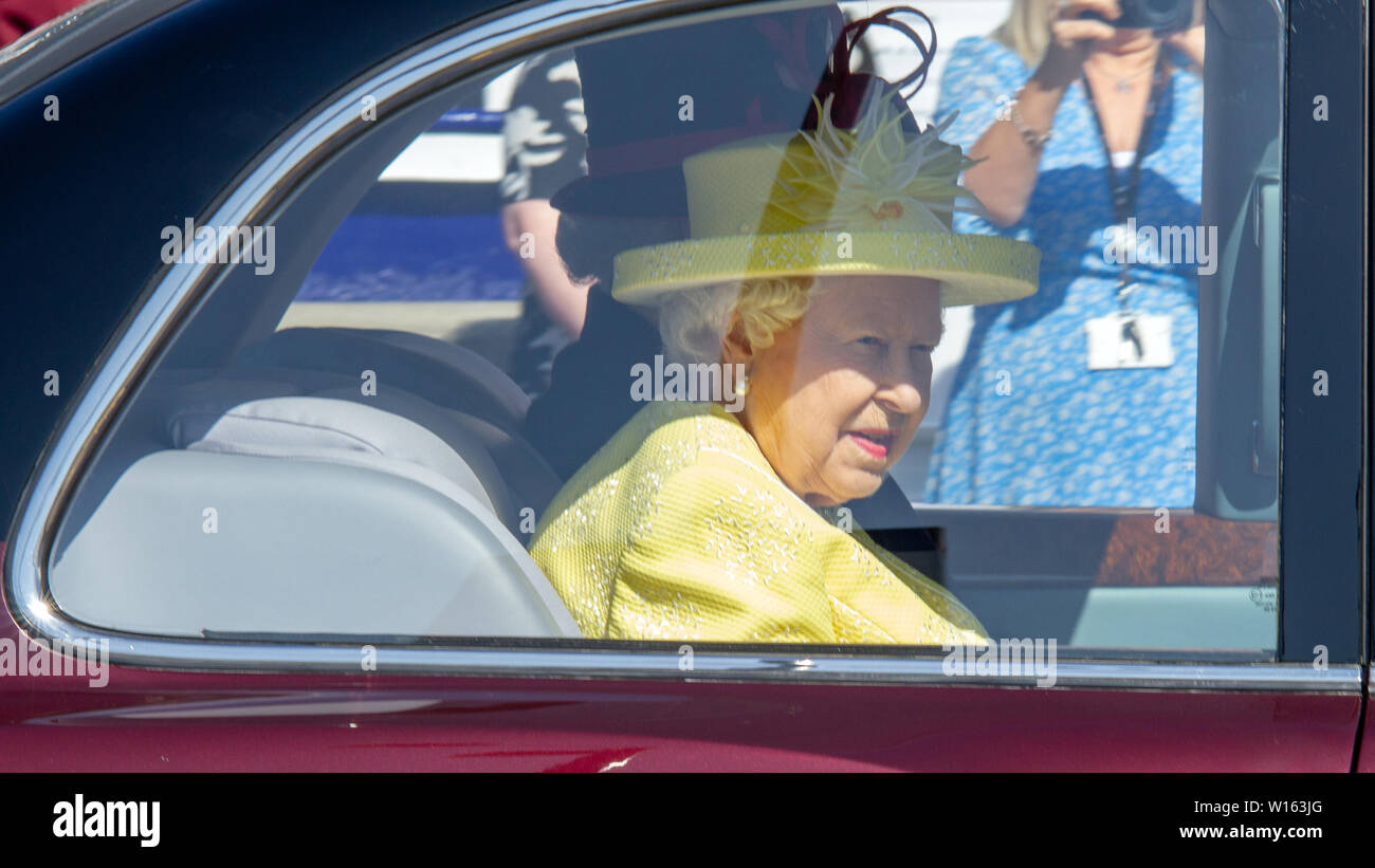 HM The Queen has arrived at Croy train station on the Royal Train, on a ...