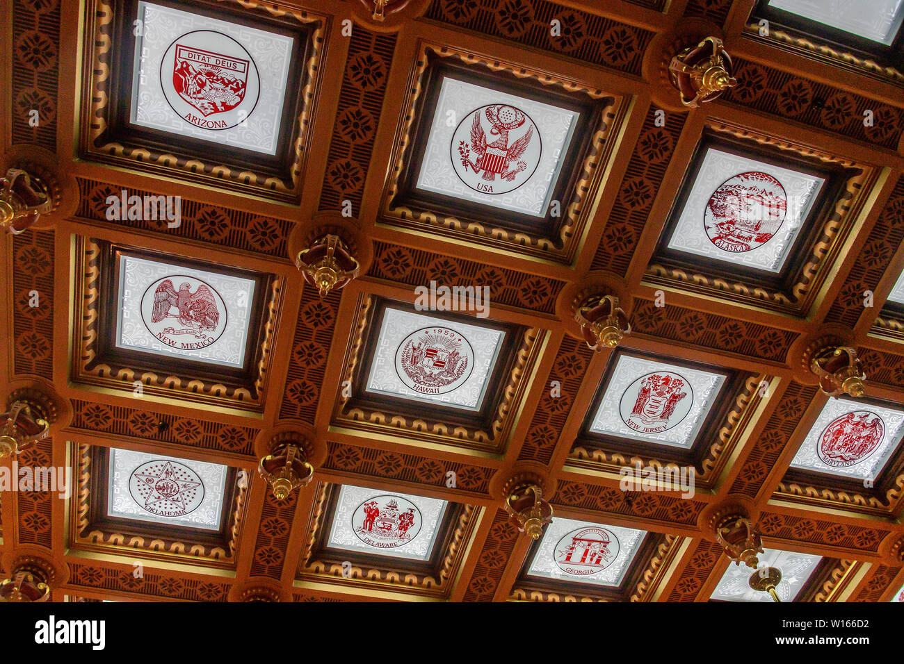 Glass panes in the ceiling of the House of Representatives Chamber ...