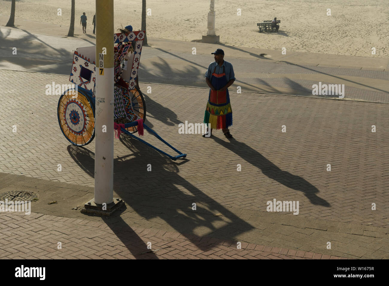 Durban, KwaZulu-Natal, South Africa, single adult Rickshaw puller ...