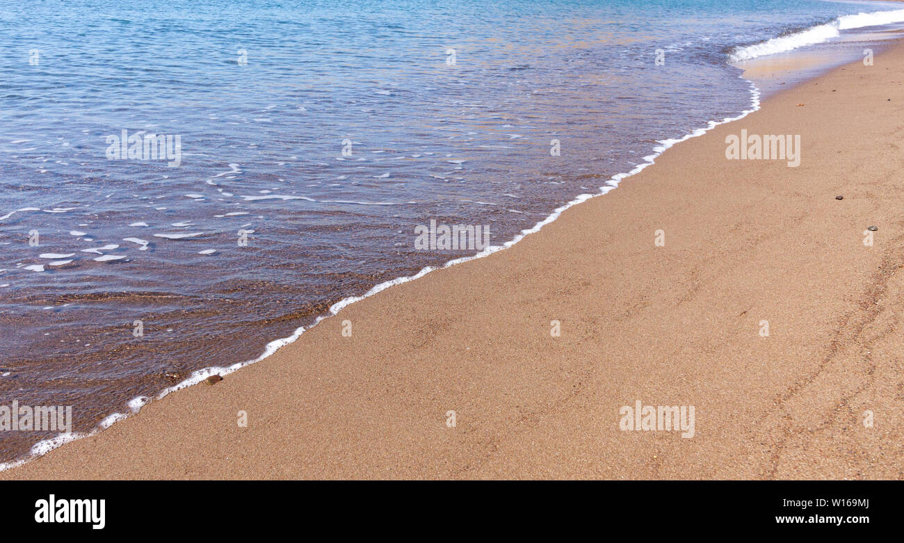 Beach of Chrousos, near Mesotopos village, in Lesvos island, Aegean sea ...