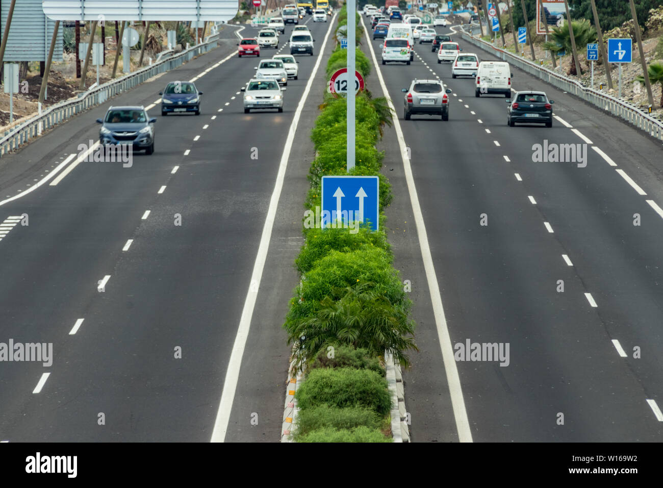 City traffic. The route for the movement of cars, highway, visew from a ...