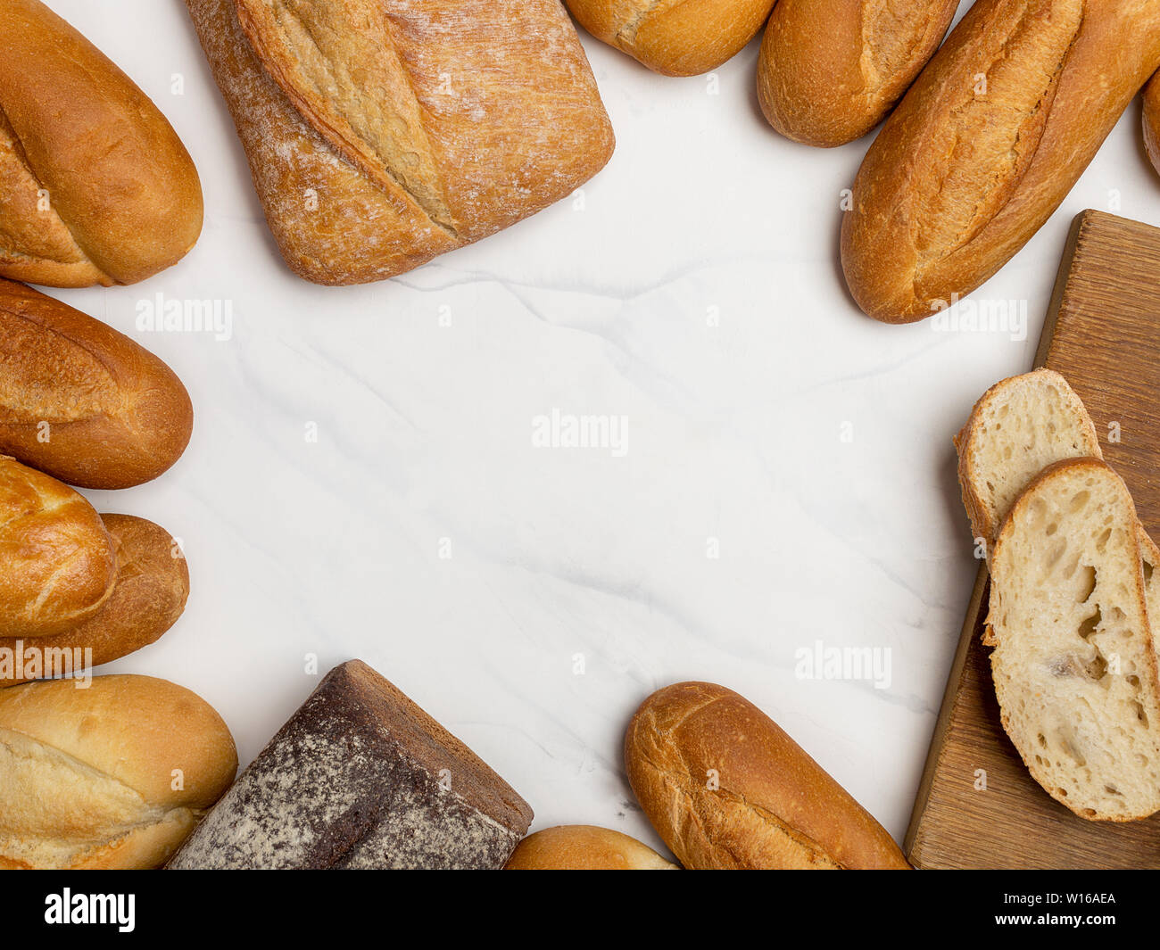 Bread with space on white background. Copy space for text, different ...