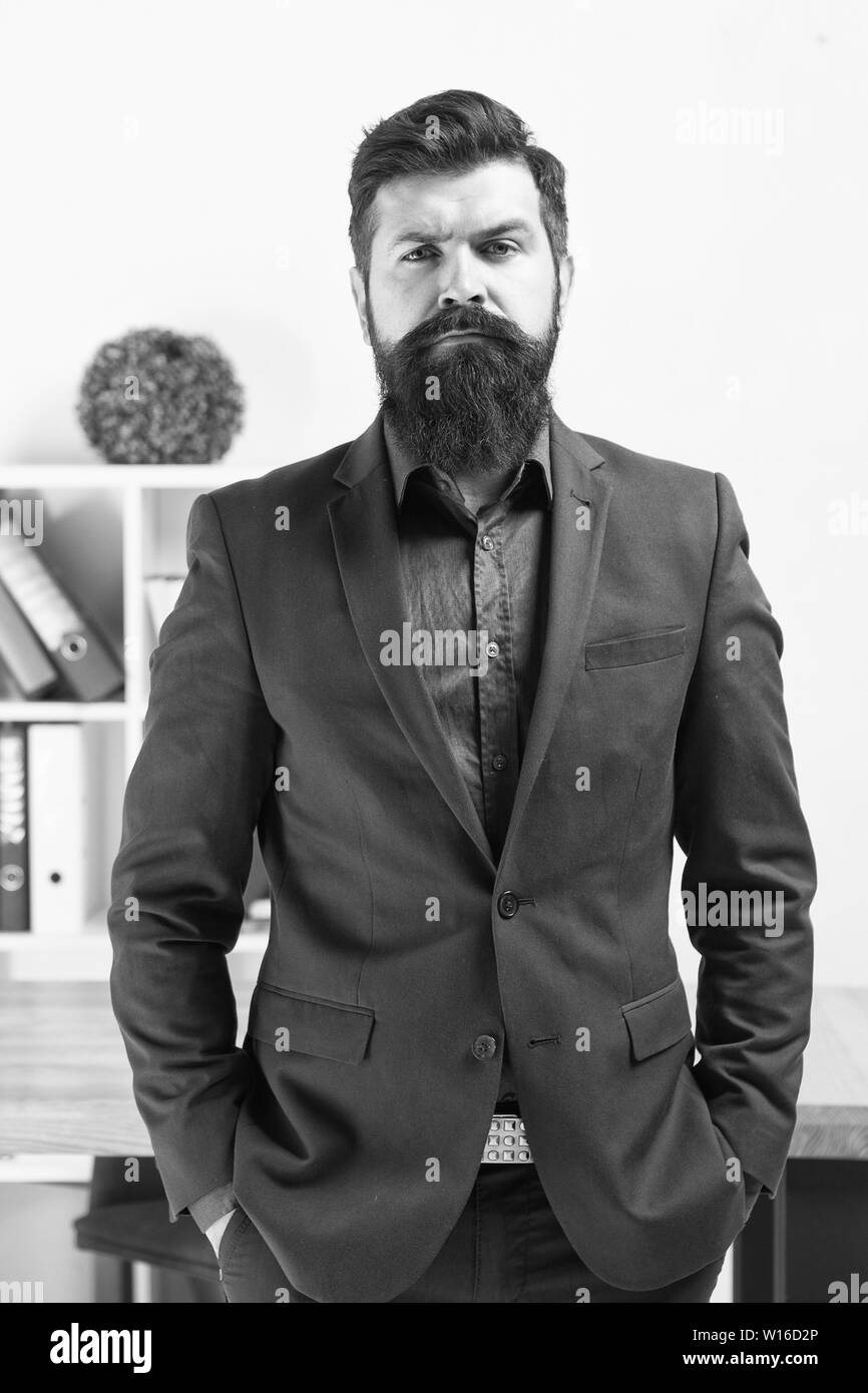 Mature bearded businessman office Black and White Stock Photos & Images ...