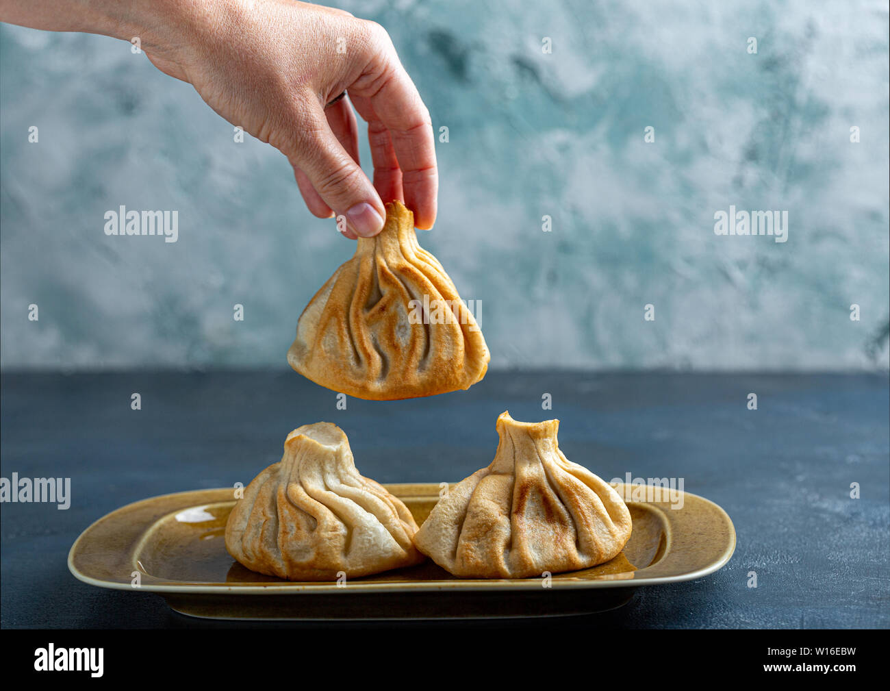 Khinkali, Georgian dumplings, traditional Georgian cuisine. Khinkali on ...