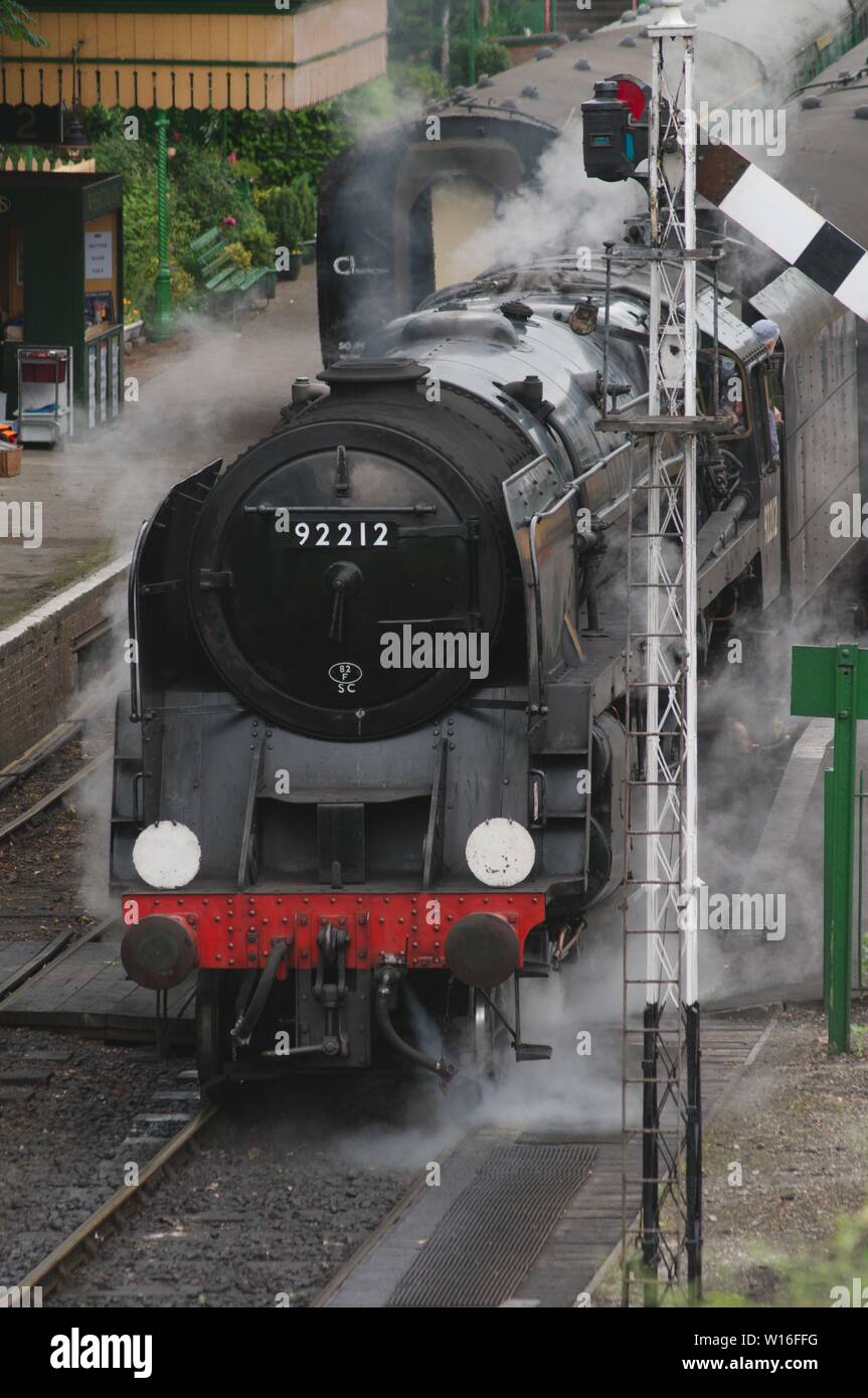 Locomotive 92212 at The Watercress Line during the War On The Line ...