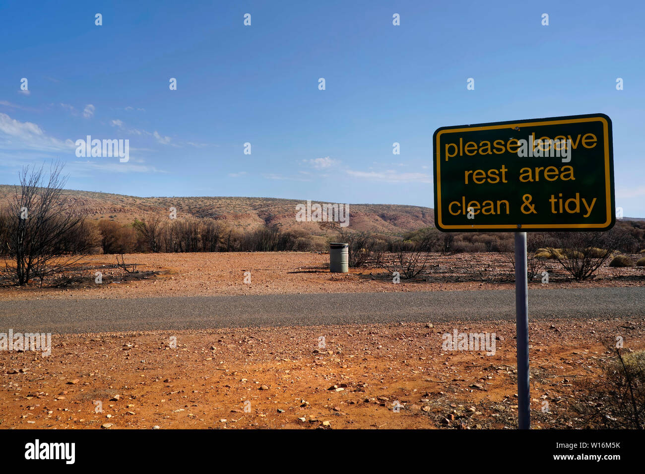 sign saying please leave rest area clean and tidy in Australia Stock ...
