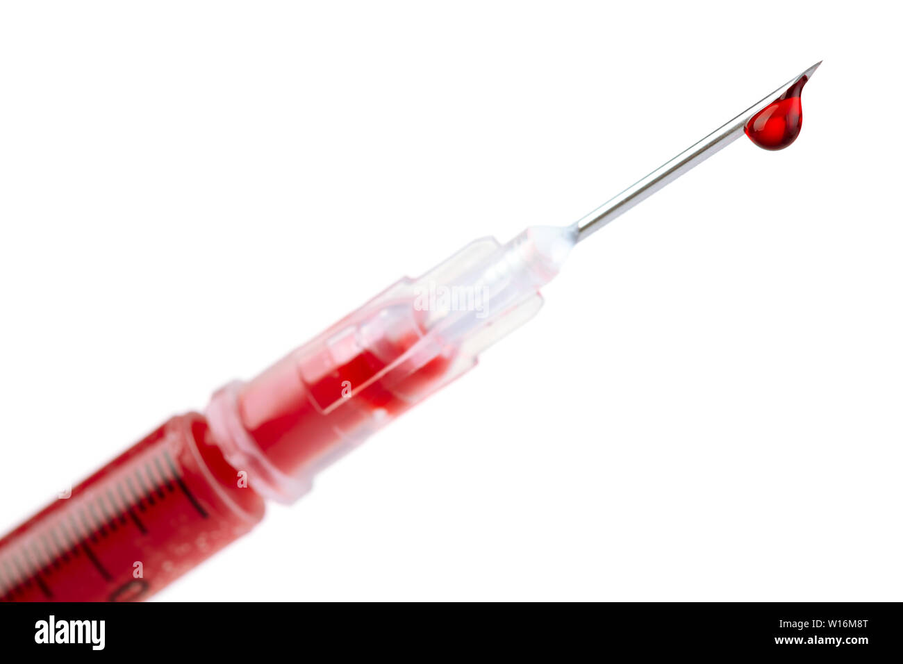 Sharp syringe leaking blood Stock Photo - Alamy
