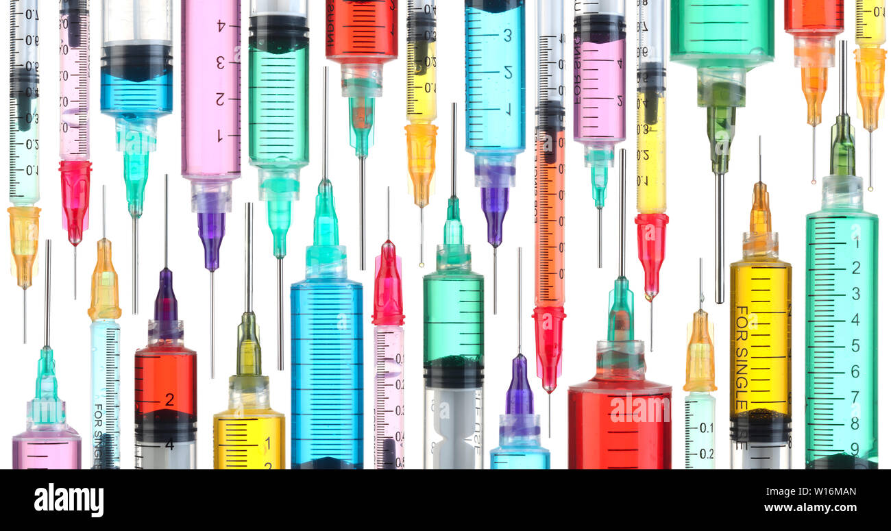 Bright colorful syringes Stock Photo - Alamy