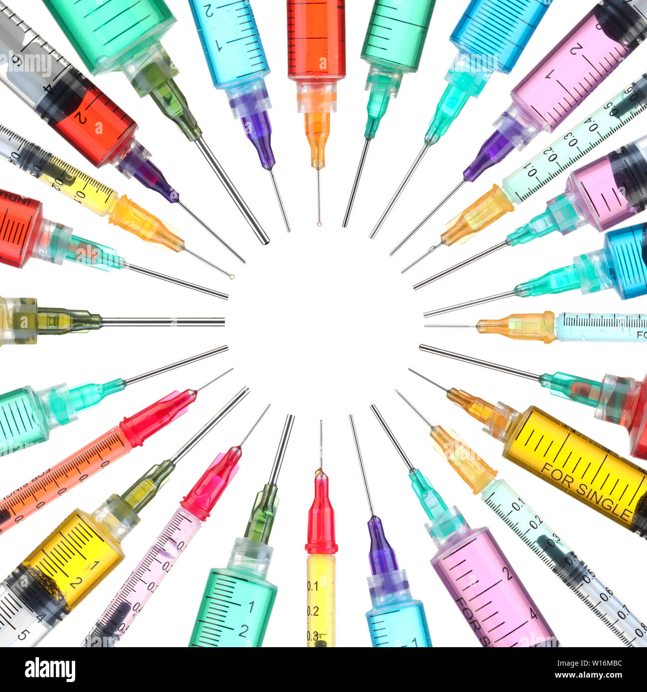 Circle of bright colorful syringes Stock Photo - Alamy