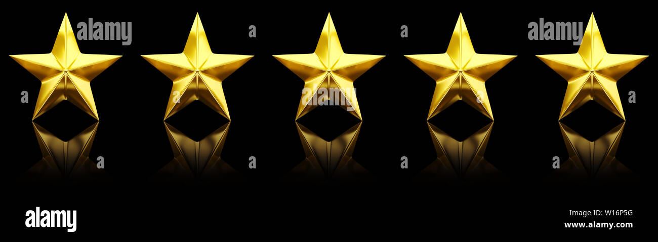 Five shiny golden stars - 3d rendering Stock Photo - Alamy