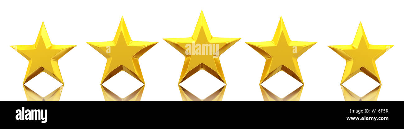 Five shiny golden stars - 3d rendering Stock Photo - Alamy