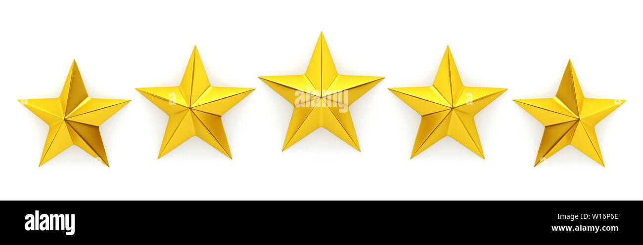 Five golden stars - 3d rendering Stock Photo - Alamy
