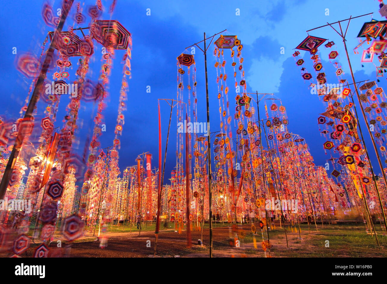 tung flag of Isan Kalasin Thailand, colorful tung flag as background ...