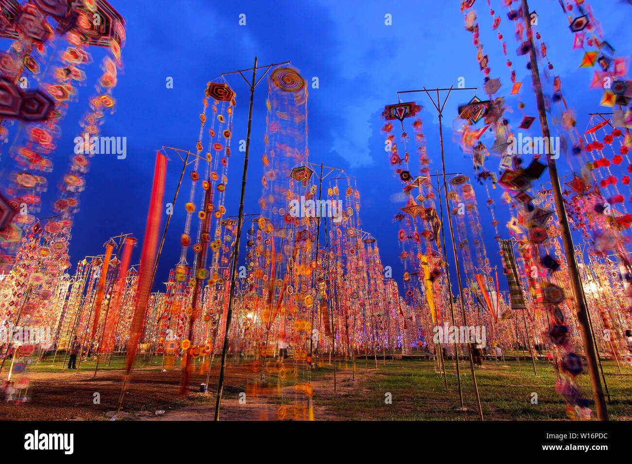 tung flag of Isan Kalasin Thailand, colorful tung flag as background ...