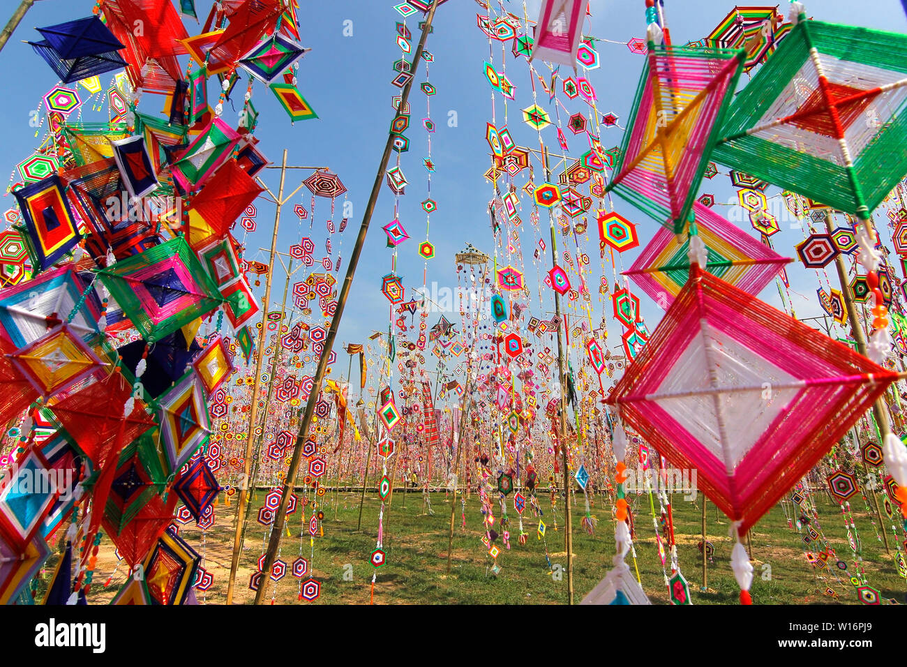 tung flag of Isan Kalasin Thailand, colorful tung flag as background ...