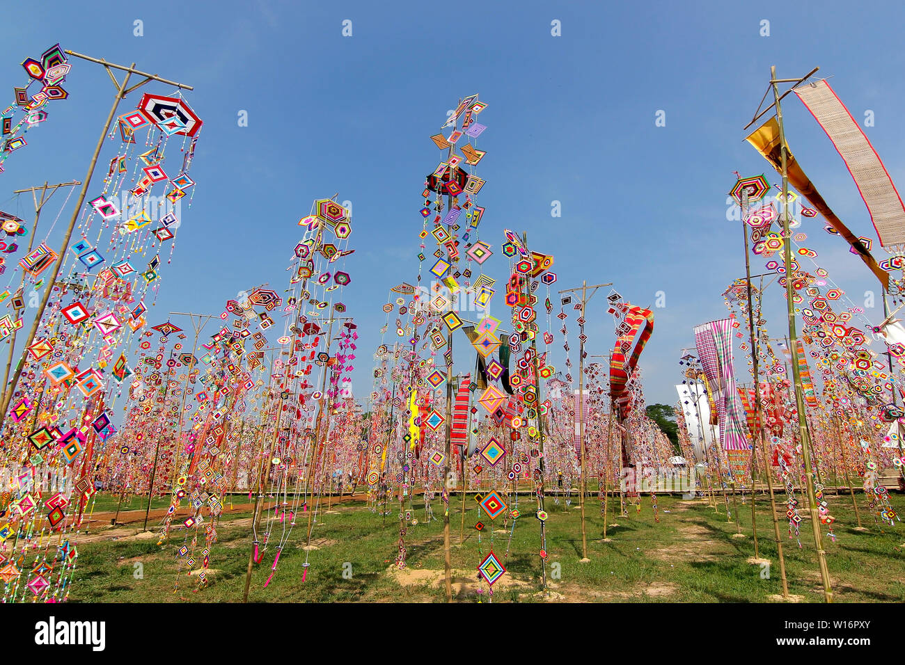 tung flag of Isan Kalasin Thailand, colorful tung flag as background ...