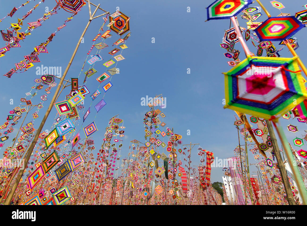 tung flag of Isan Kalasin Thailand, colorful tung flag as background ...