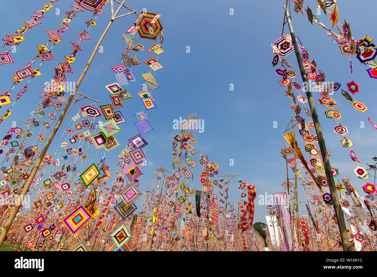 tung flag of Isan Kalasin Thailand, colorful tung flag as background ...