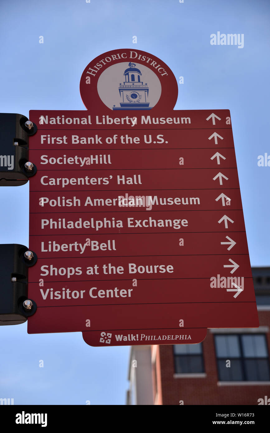 PHILADELPHIA, PENNSYLVANIA, USA - JUNE 26, 2019: Sign in Old Town ...