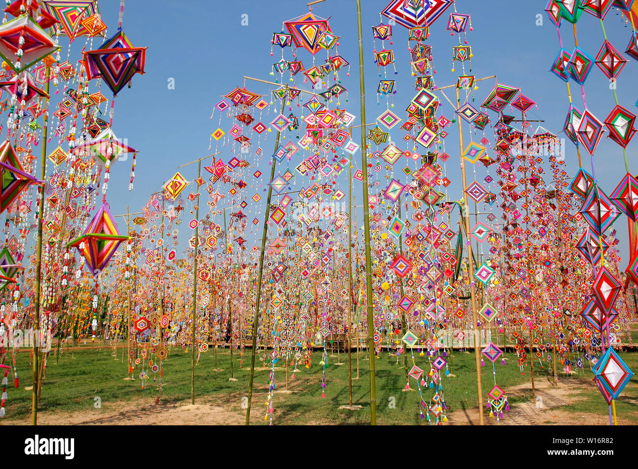 tung flag of Isan Kalasin Thailand, colorful tung flag as background ...