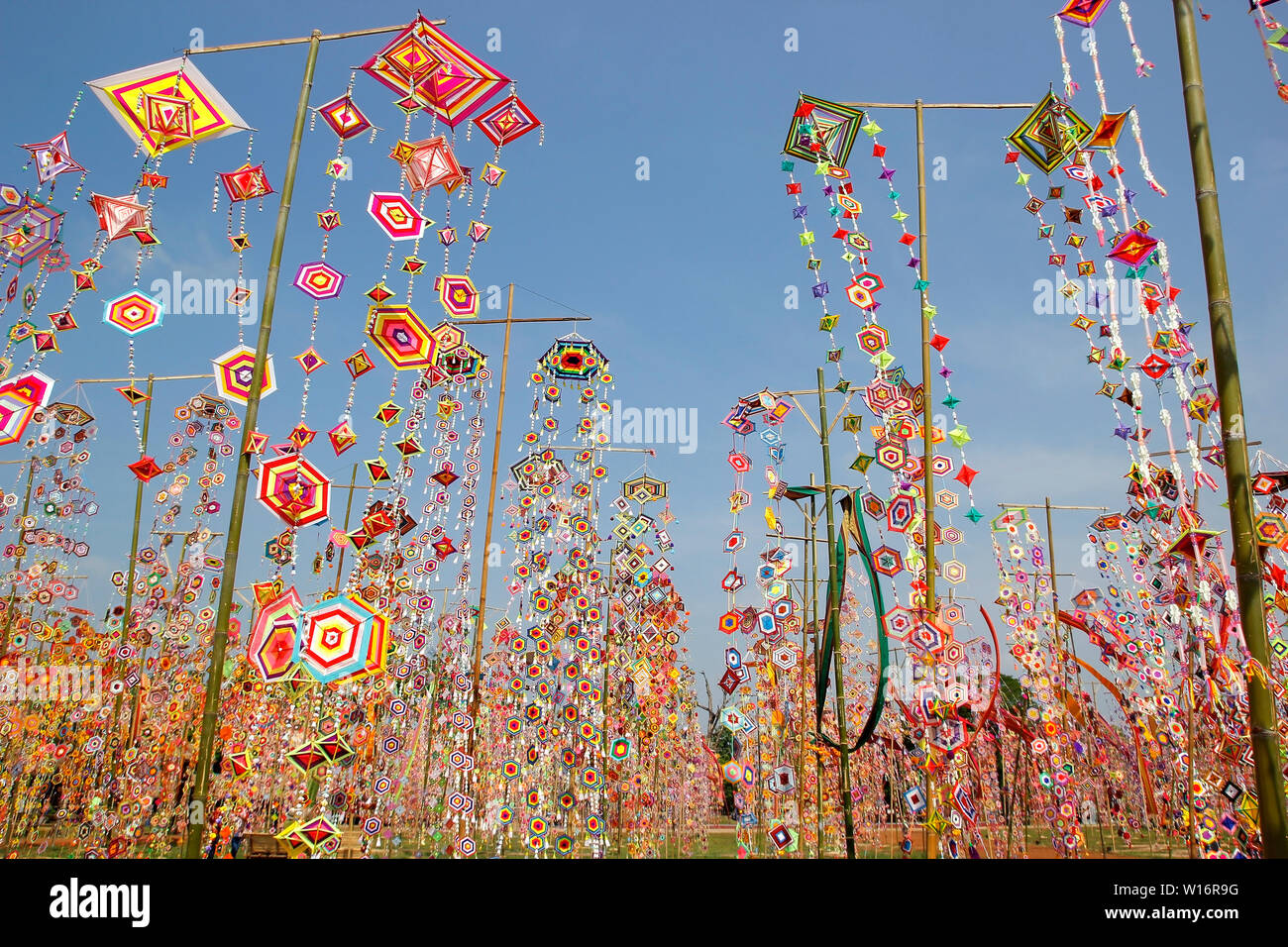 tung flag of Isan Kalasin Thailand, colorful tung flag as background ...