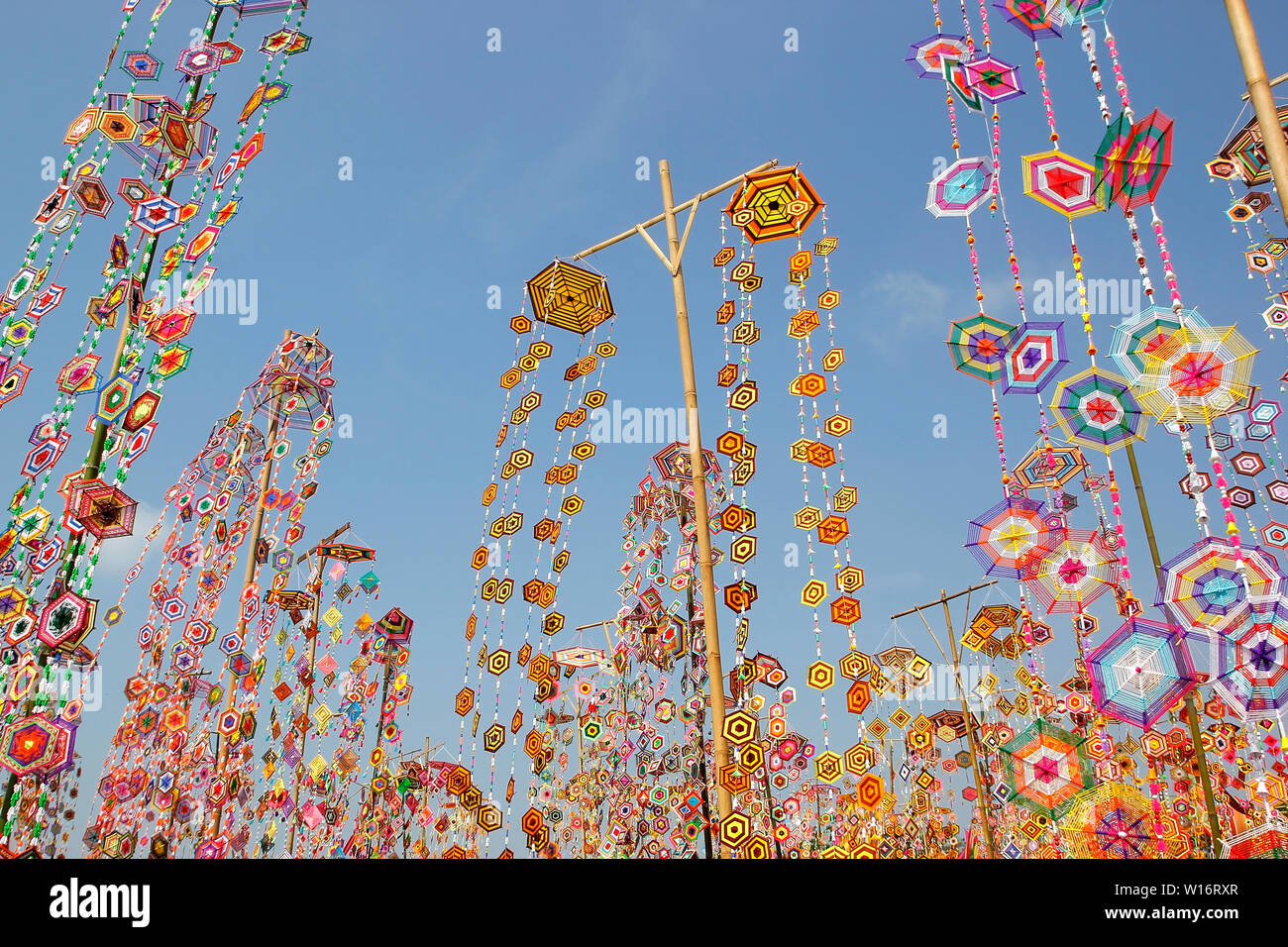 tung flag of Isan Kalasin Thailand, colorful tung flag as background ...