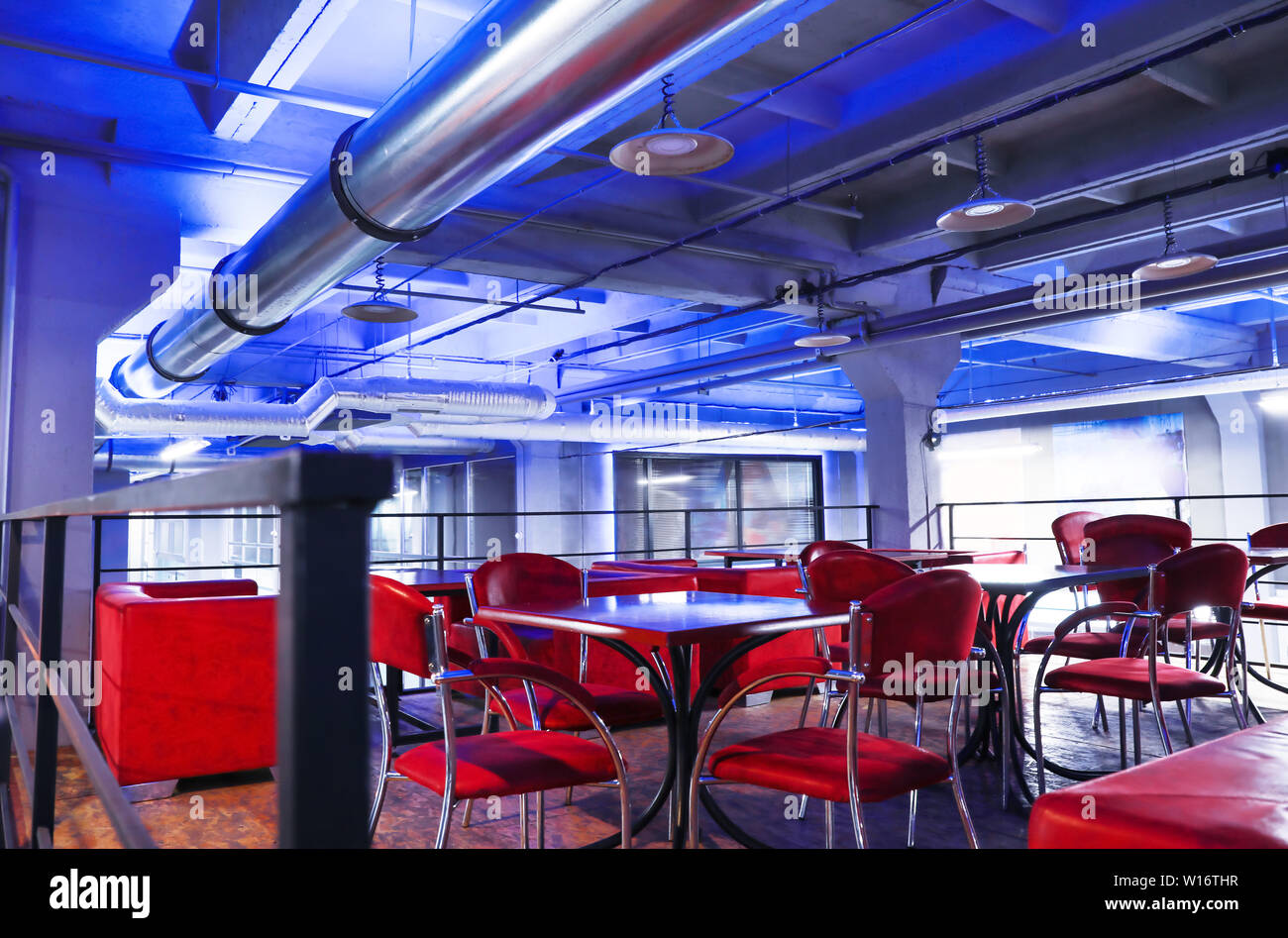 Interior of modern cafe in big business center Stock Photo - Alamy
