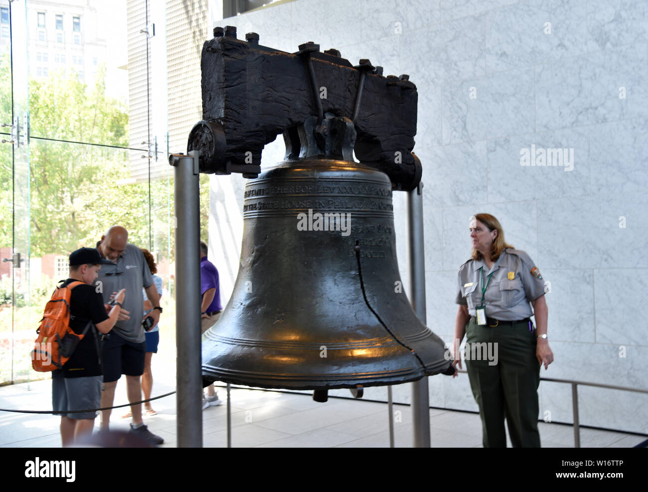 PHILADELPHIA, PENNSYLVANIA, USA - JUNE 26, 2019: Tourists viewing ...