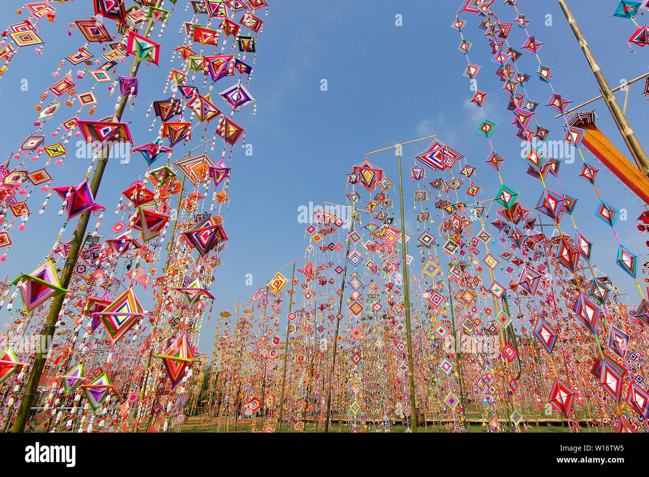 tung flag of Isan Kalasin Thailand, colorful tung flag as background ...
